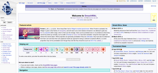 File:Main Page with Smash News Section.png - SmashWiki, the Super Smash ...