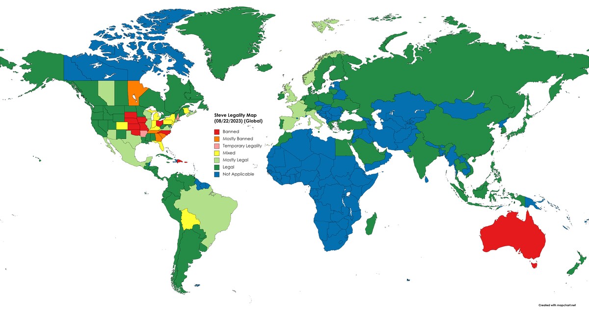 File:Steve Legality World Map.jpg - SmashWiki, the Super Smash Bros. wiki