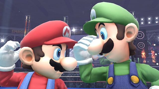 File:Mario and Luigi Stare SSB4.jpg - SmashWiki, the Super Smash Bros. wiki